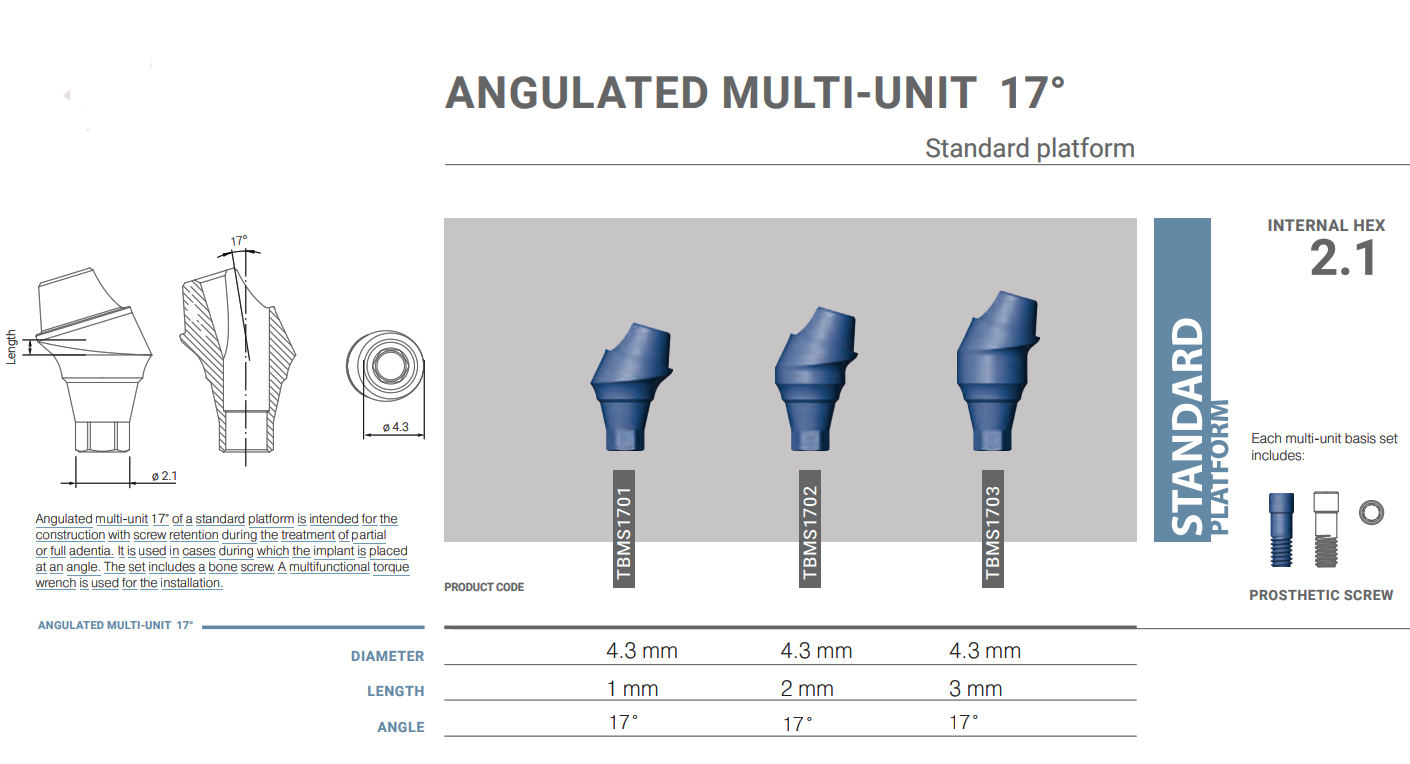 Bio3 Angulated Multi-Unit Abutments Standard – 17 Degree Diameter 4.3mm ...