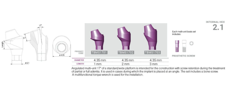 Angulated Multi-Unit Abutment Base S 17° – D4.35mm L 1mm (TBMS1701 ...