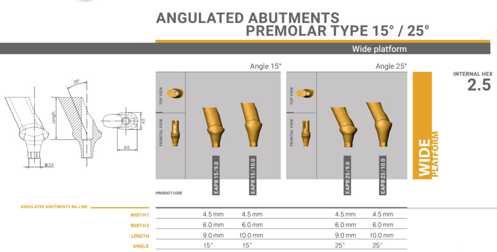 Bio Angulated Abutment 25° Premolar W – L 12.25mm (EAPB25/10.0 ...