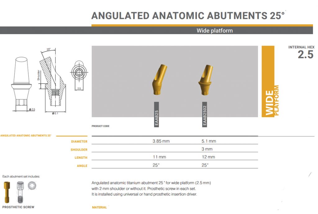 Angulated Abutment W 25°- D 5.1mm L 12.15mm S 2mm (EAAB2502) | LavaDent ...