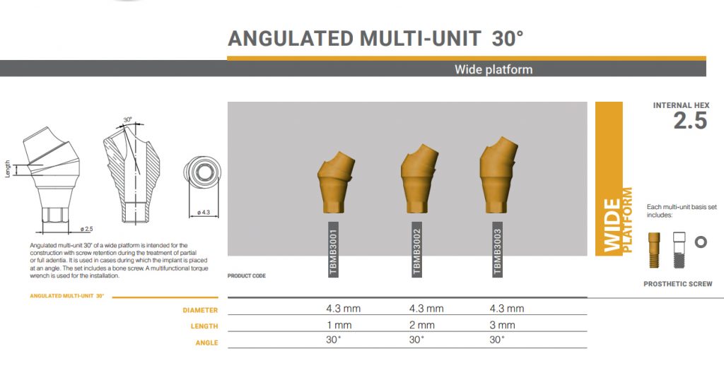 Angulated Multi-Unit Abutment Base W 30° – D 4.3mm L 1mm (TBMB3001 ...