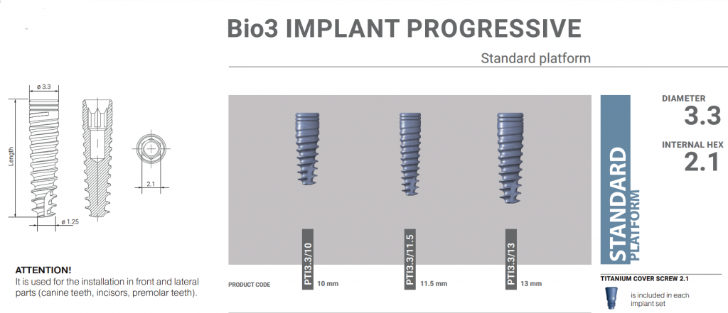 Bio3 Progressive Implant Standard – Diameter 3.3mm Length 13mm ...