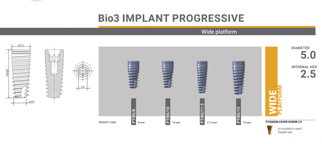 Bio3 Progressive Implant Wide – Diameter 5.0mm Length 13mm | LavaDent Online