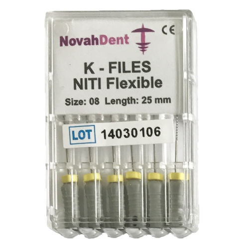 NovahDent K Files Size 08 Nickel Titanium 25mm Long (6pk) | LavaDent Online