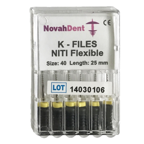 NovahDent K Files Size 40 (Nickel Titanium) 25mm Long (6pk) | LavaDent ...